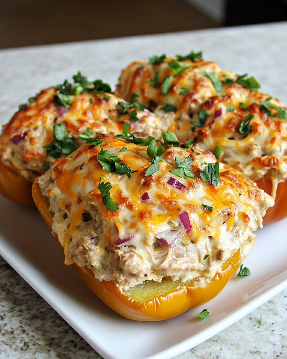 Tuna Melt Stuffed Bell Peppers