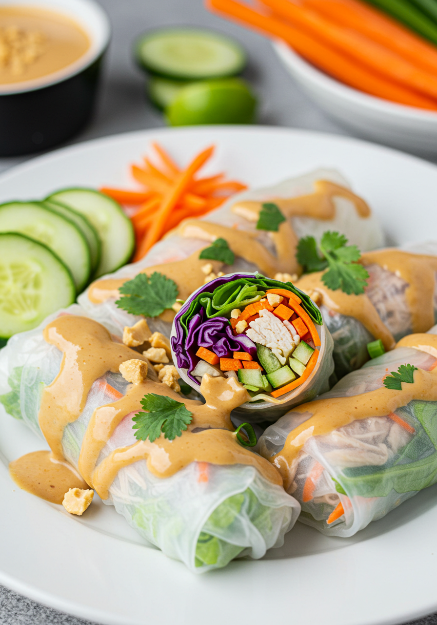 Spring Roll Salad with Peanut Dressing